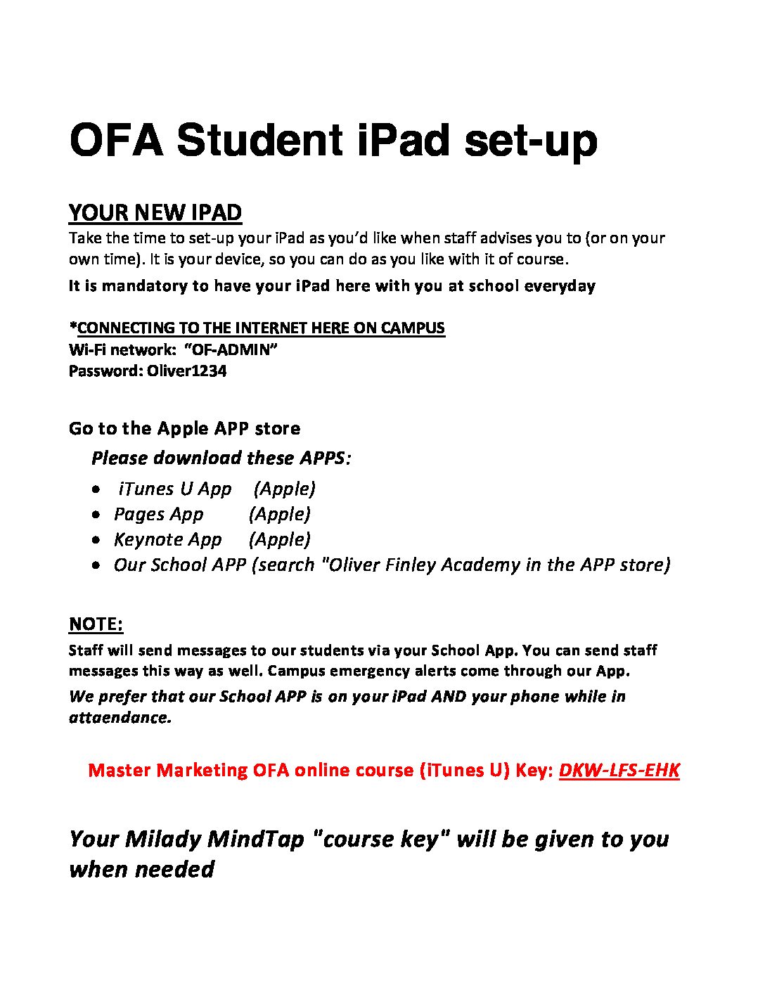 iPad Set-up guide for new Students (OFA) - Oliver Finley Site